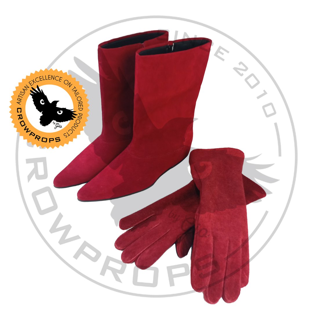 Royal Guard Red Suede Combo (Booties and Gloves) | CROWPROPS