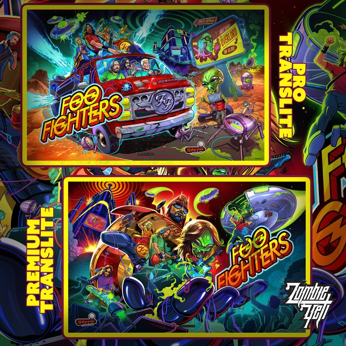 Foo FIghters Signed Pinball Translites / Zombie Yeti