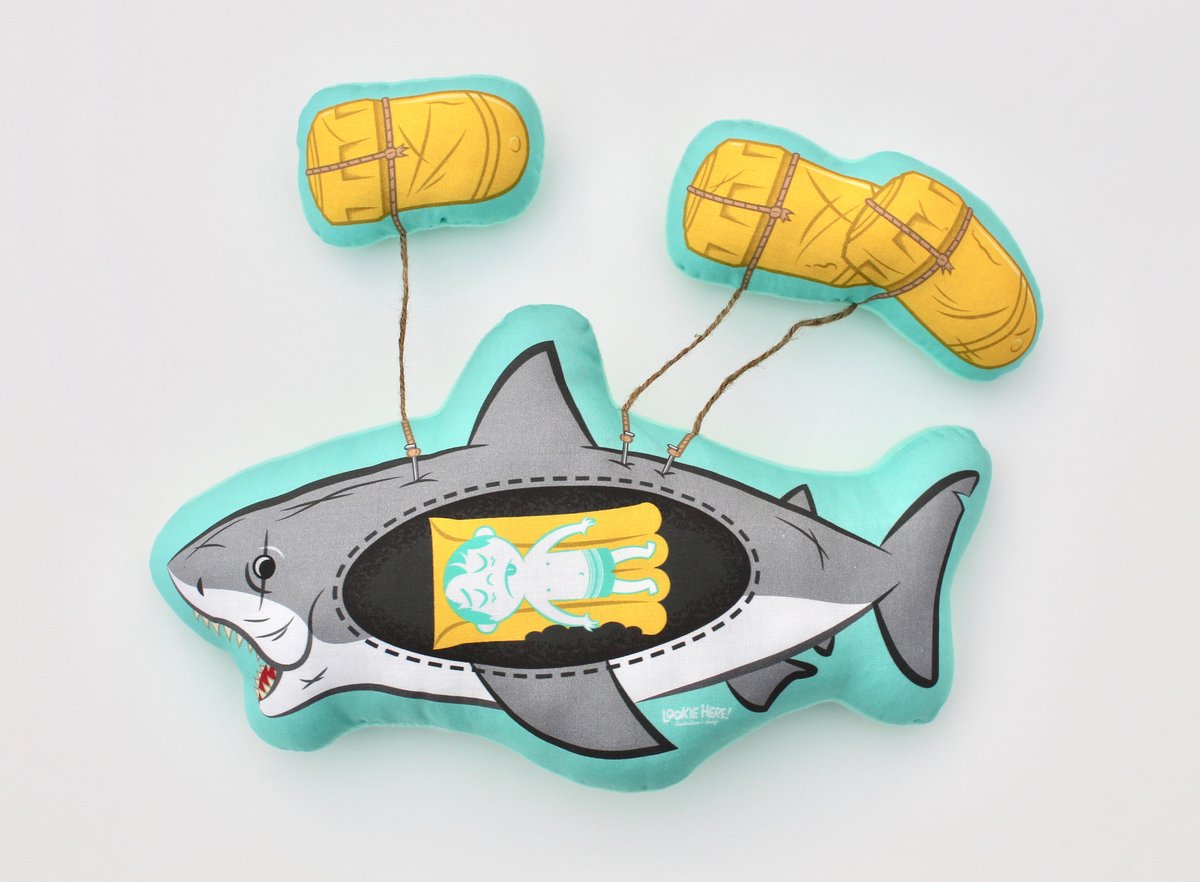 Handmade Jaws Shark Plush Pillow Doll! Monster Art | Lookie Here Designs