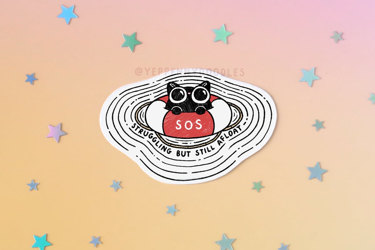 SOS Cat - Sticker | YEPPENNY DOODLES