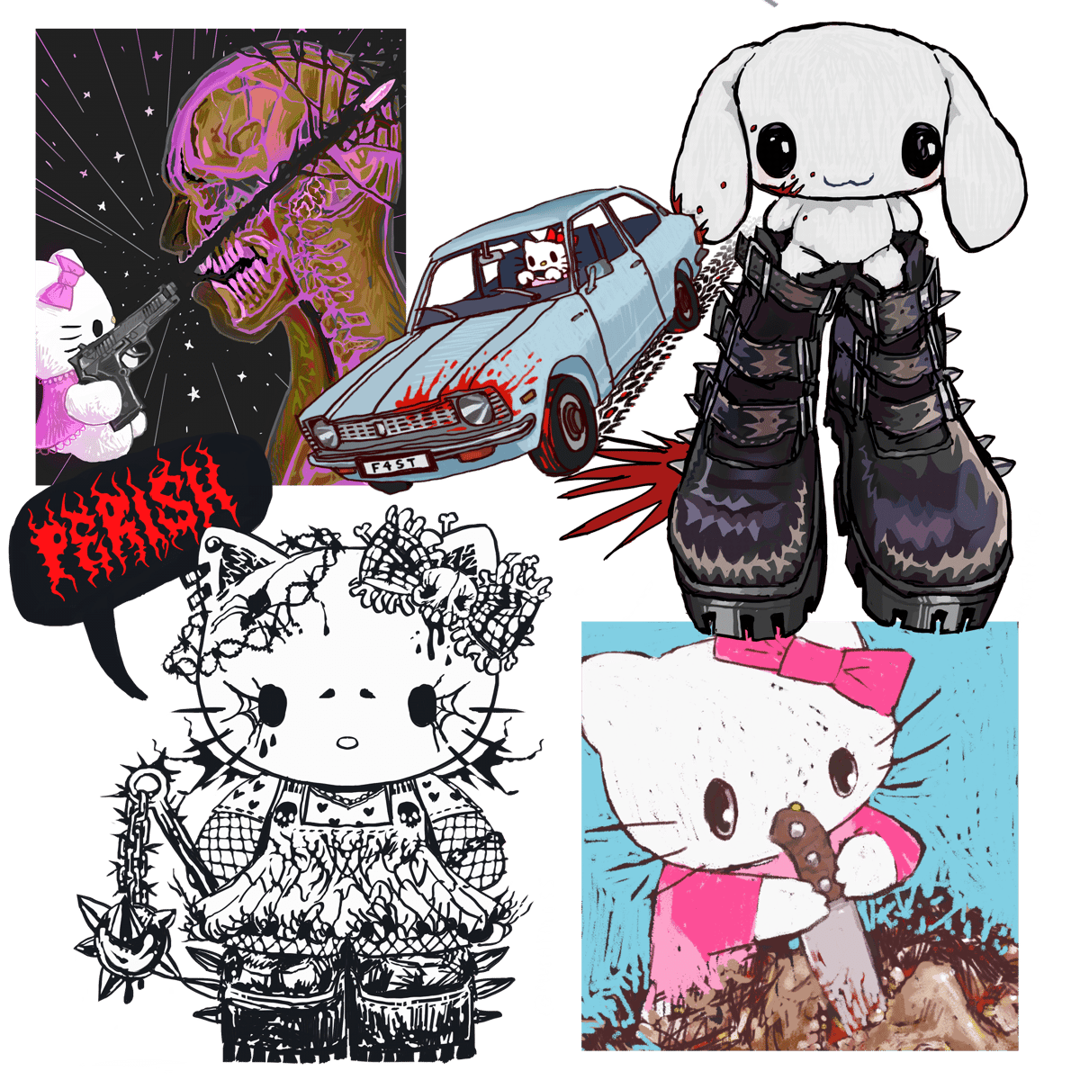 Evil hello kitty stickers | mushymoss