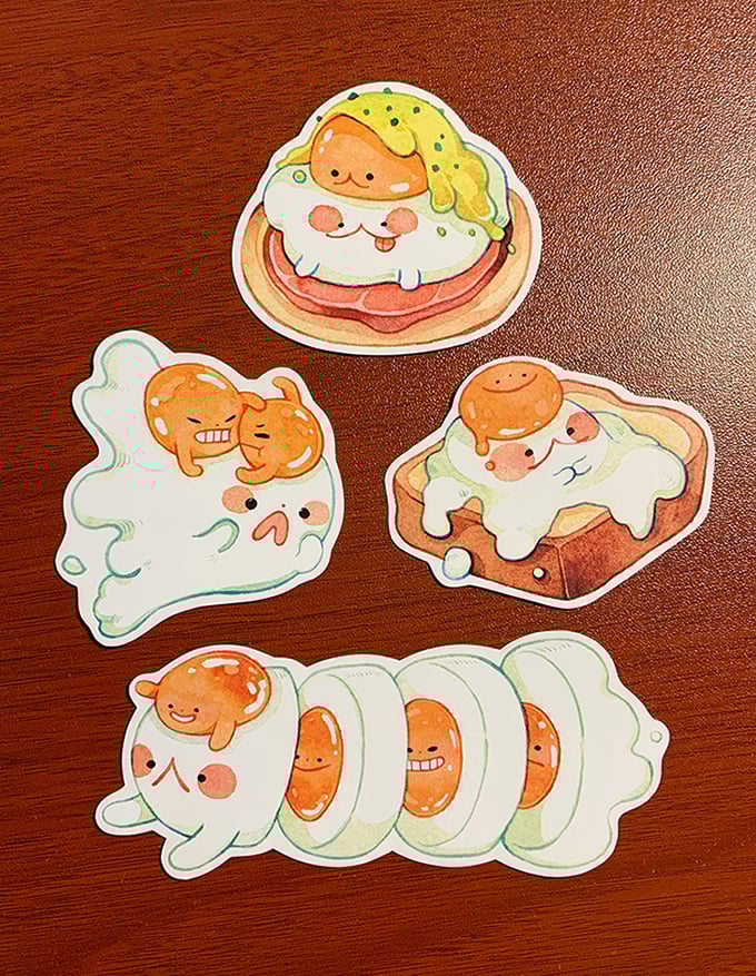Eggy Ghost on Eggy Toast Sticker Set | koyamori