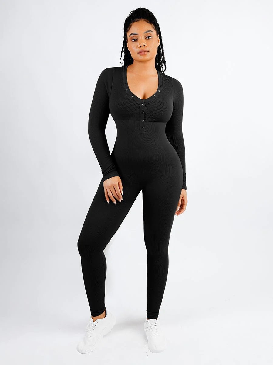 Deep V-neck High Stretchy Seamless Tummy Control Jumpsuit Deep V-neck High Stretchy Seamless Tummy Control Jumpsuit