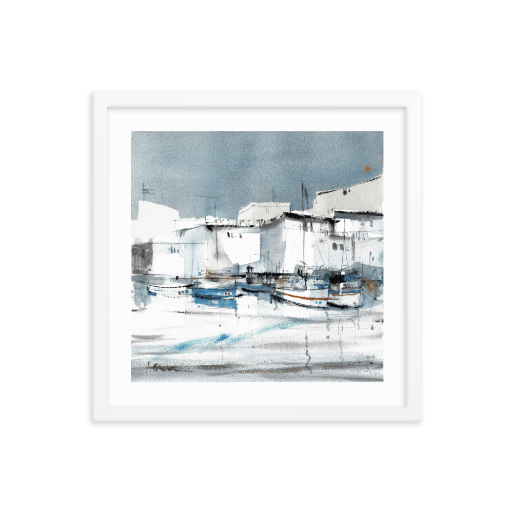 Framed watercolor print "Mediterranean port" | arteluiscamara