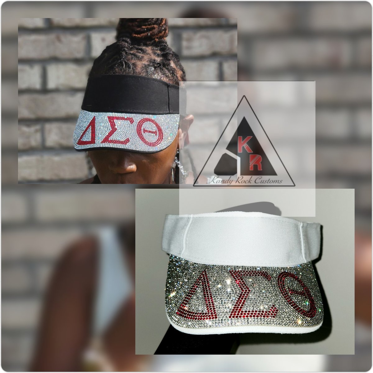 Black or White Delta Bling Visor | Kandy Rock Customs
