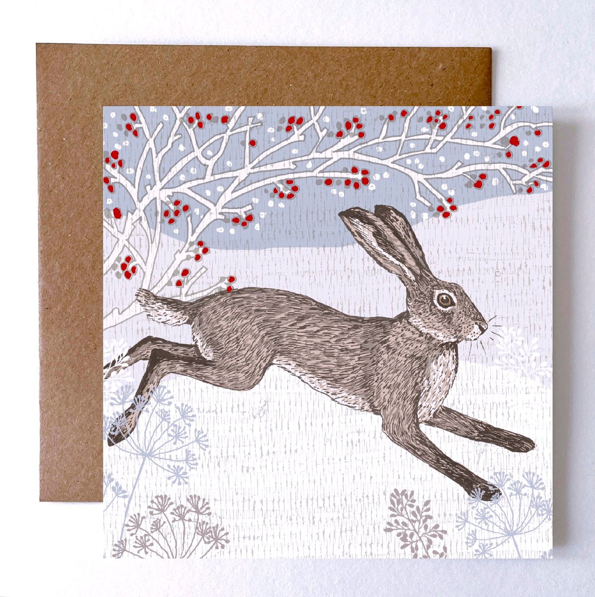 WINTER HARE GREETING CARD | Helen Briggs Design- Bird Artwork and ...