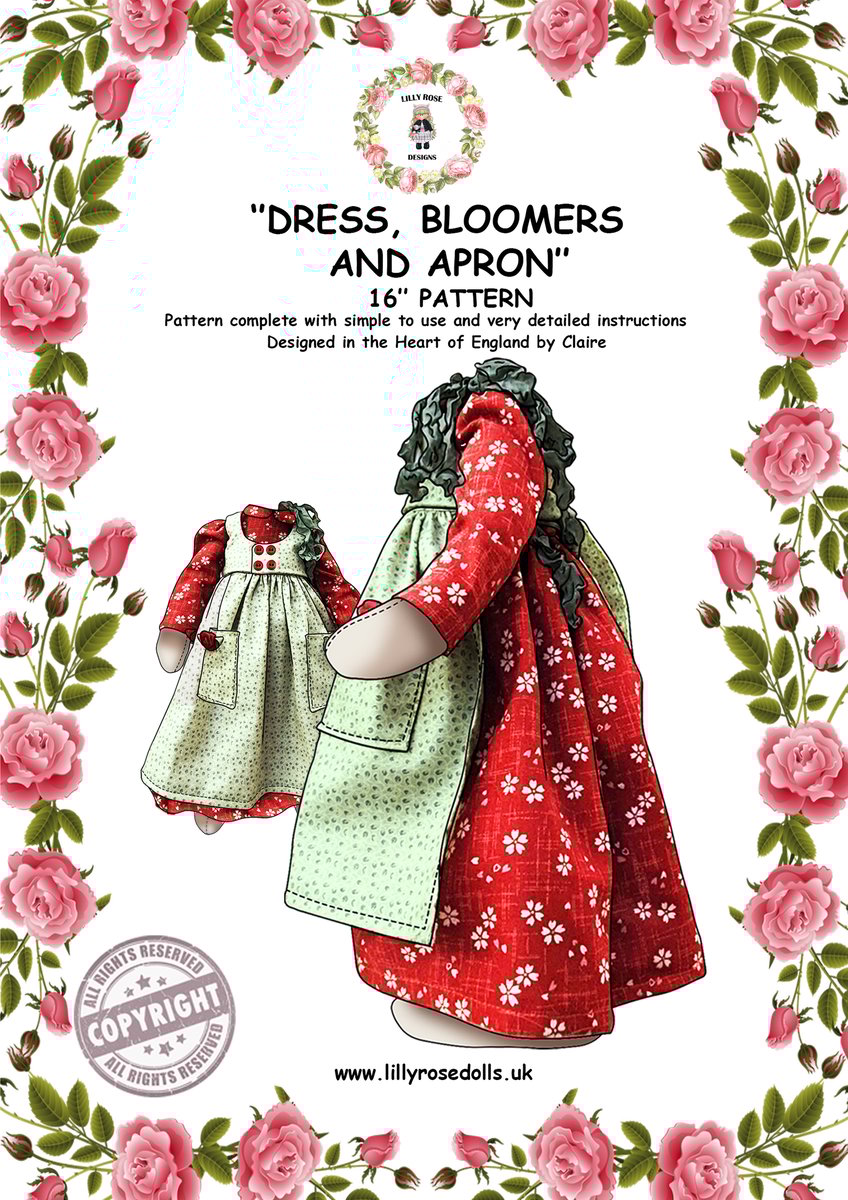 Dress, Bloomers and Apron Pattern | LillyRoseDolls