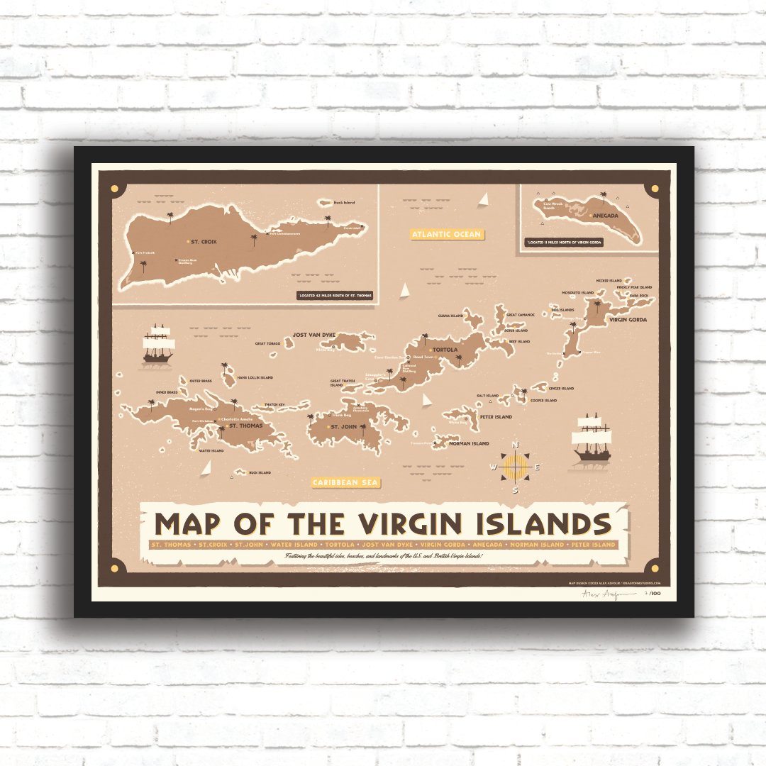 IdeaStorm Studio Store — Virgin Islands Map - Pirate Edition