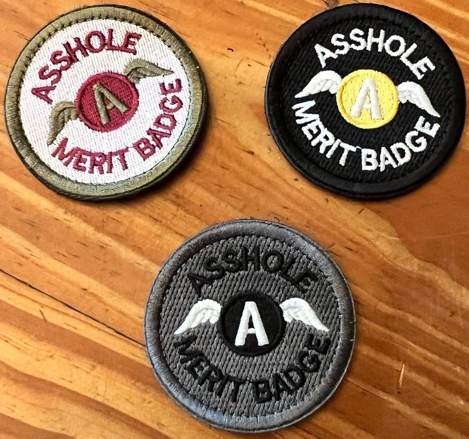 @$$hOLE MERIT BADGE ~ PATCHES | OLD PATROL HQ / FIERCE 5%