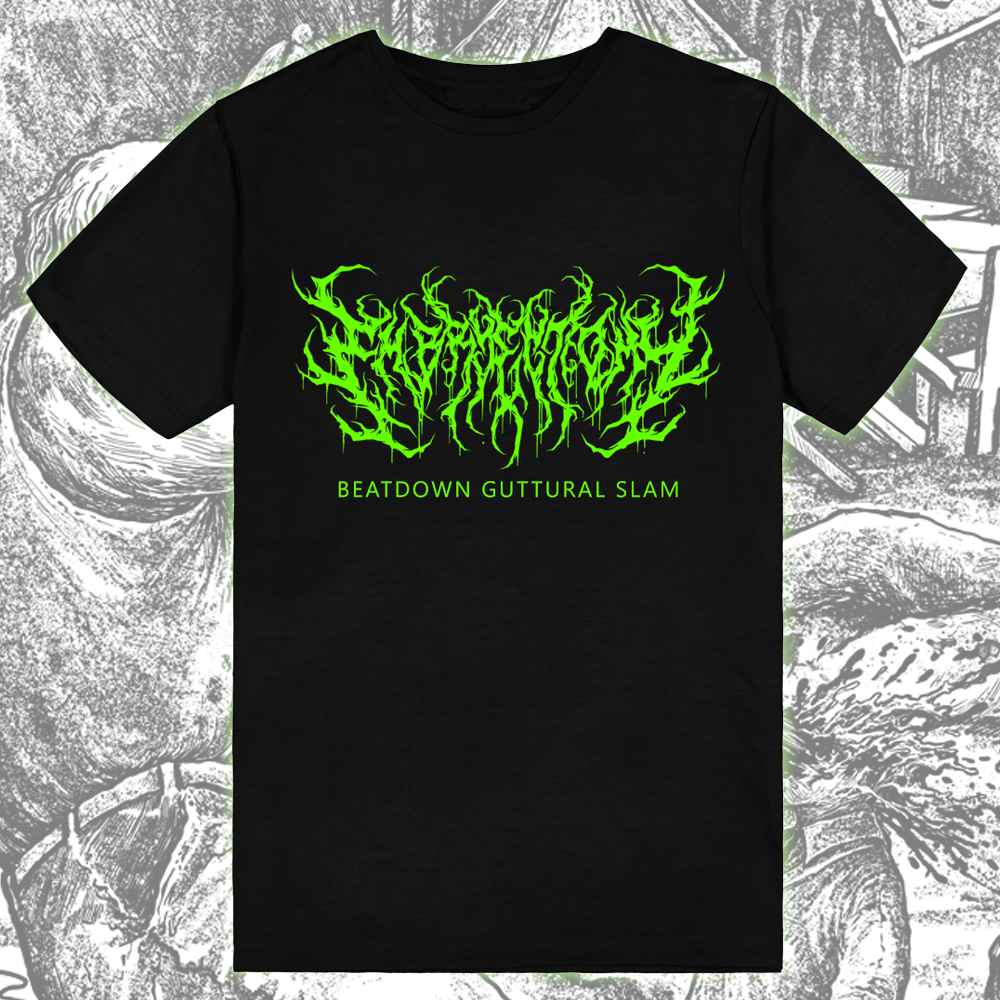 "Beatdown Guttural Slam Logo" Green T-shirt | Embryectomy