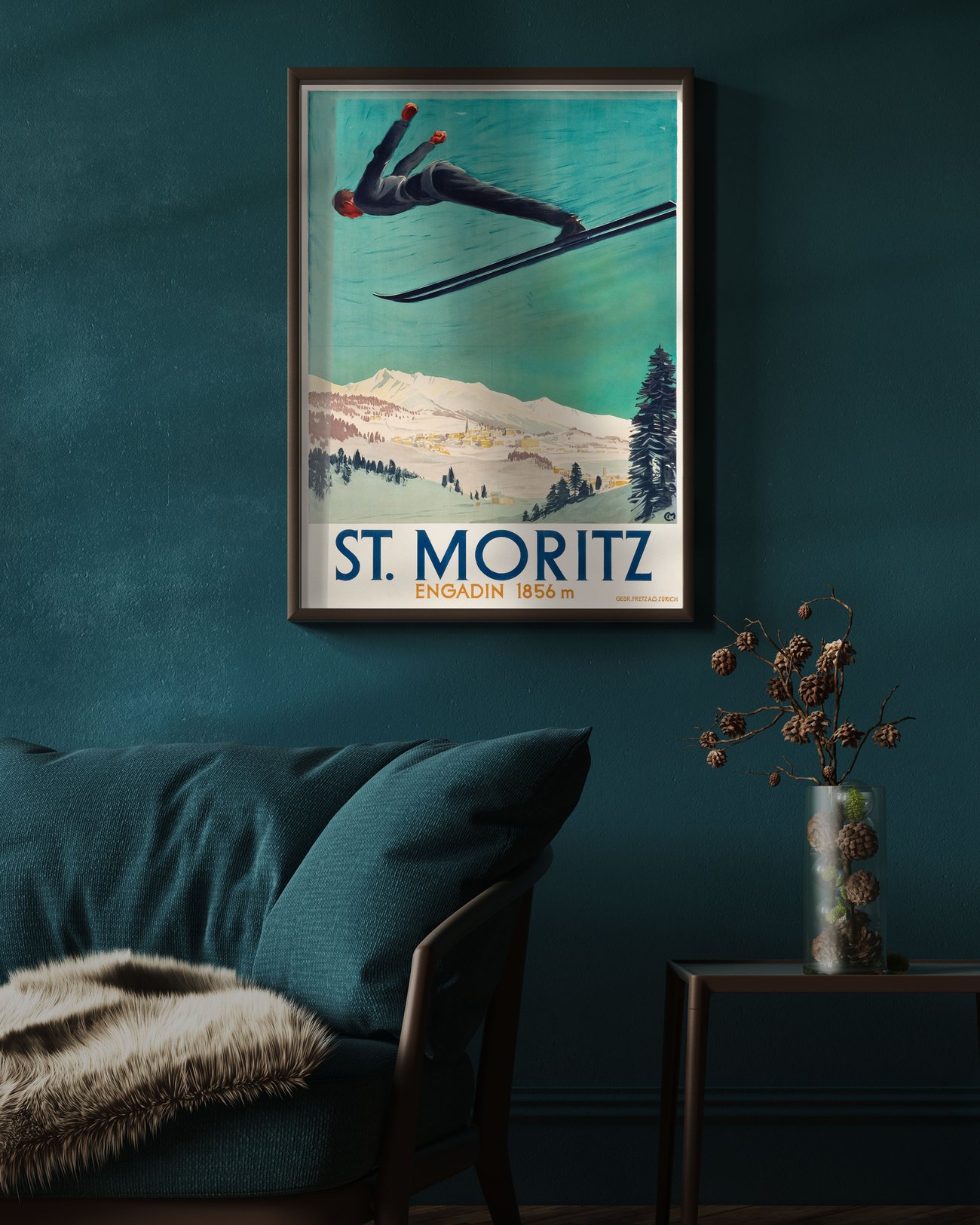 St. Moritz | Carl Moos | 1924 | Wall Art Print | Vintage Travel Poster ...