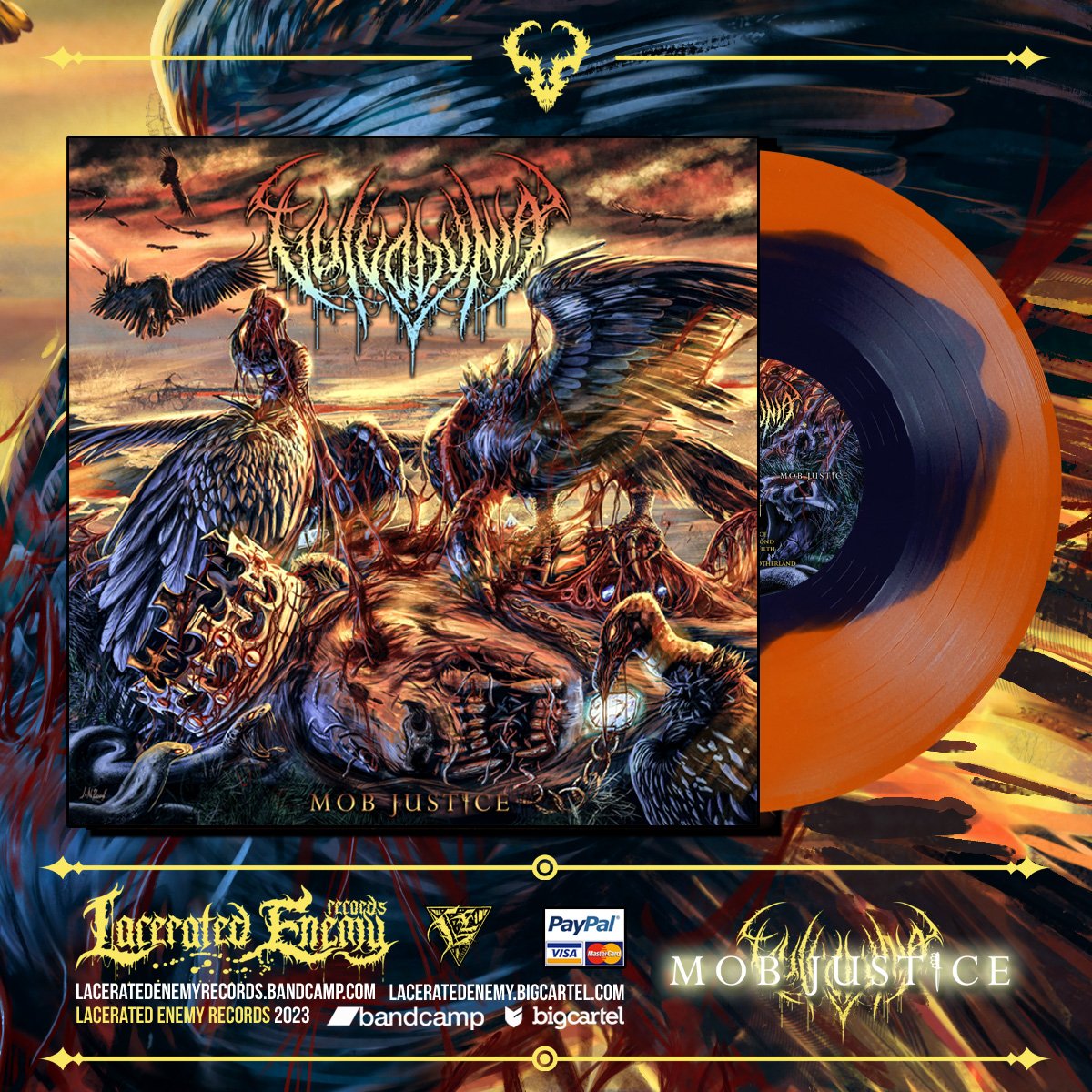 VULVODYNIA - Mob Justice - Trans. Orange / Blue Lagoon LP | LACERATED ENEMY E-store