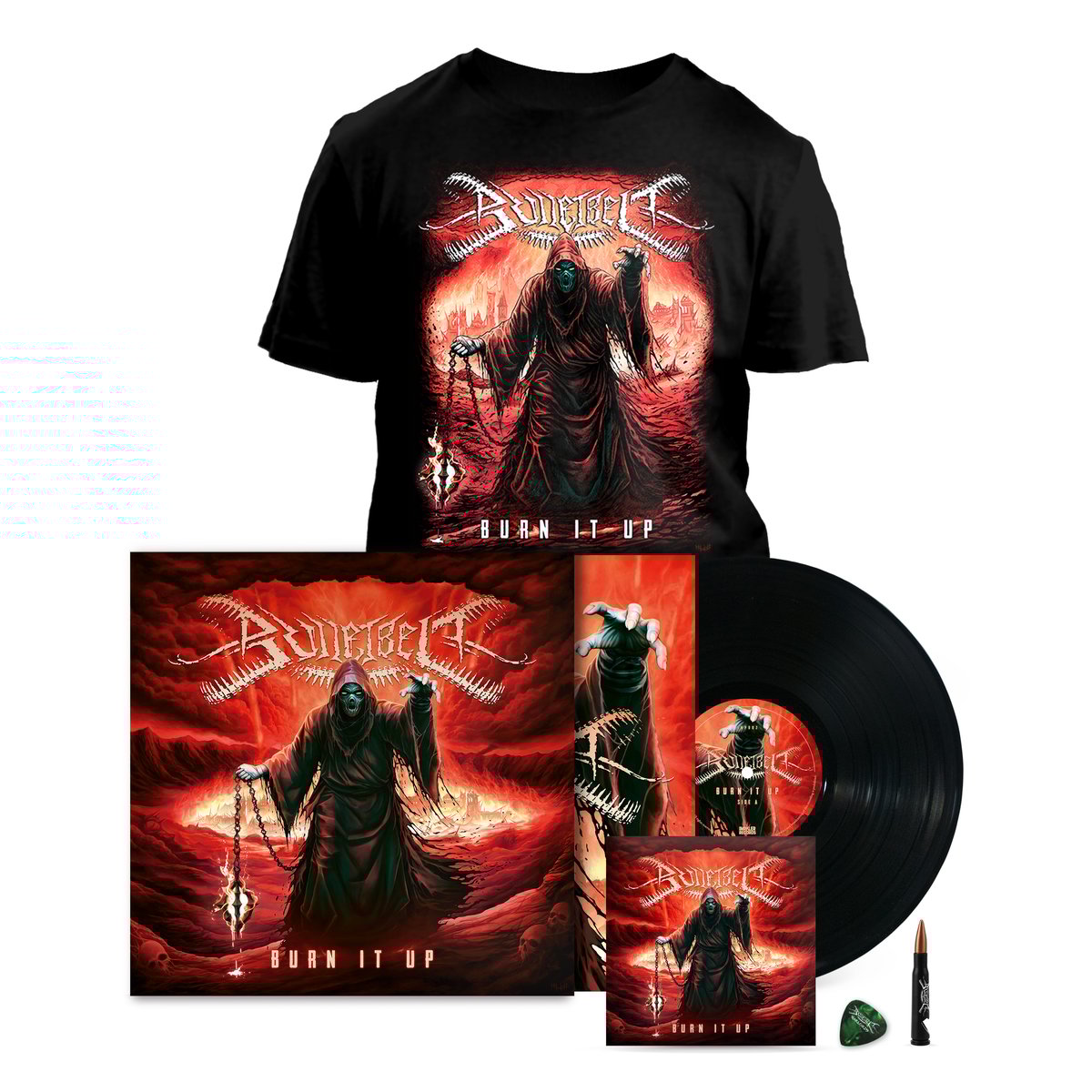 Bulletbelt "Burn It Up" (2023) LP & T-Shirt Bundle | Bulletbelt ...