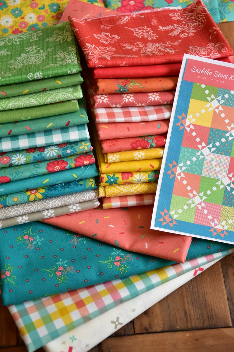 Sashiko Stars Kit in Gingham Cottage | Anka's Treasures