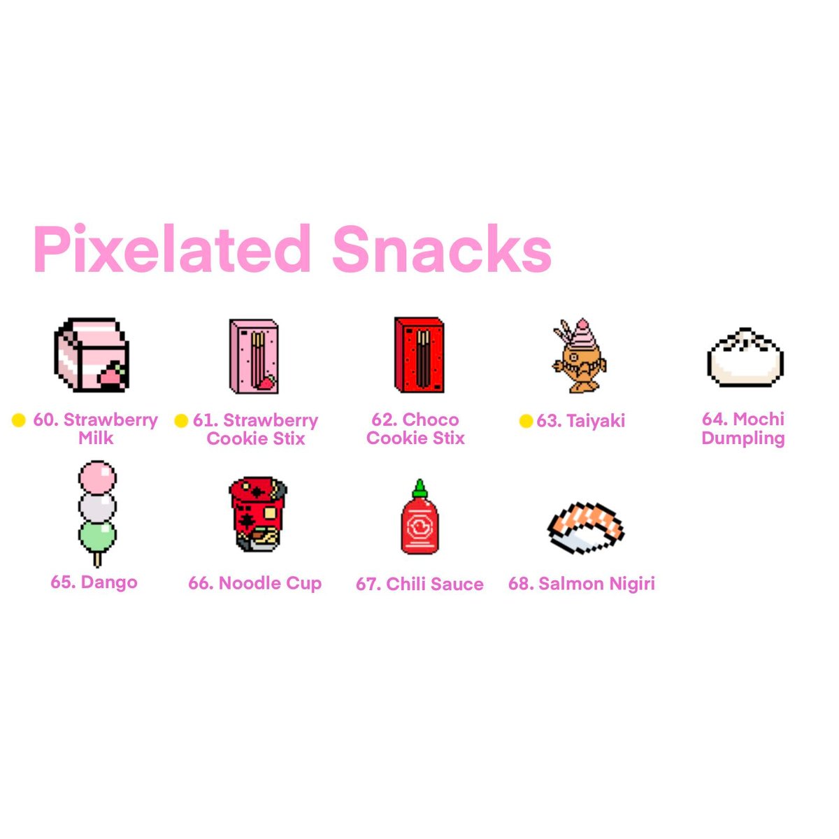 Pixelated Snacks Mini Pins | Tomato Tomago