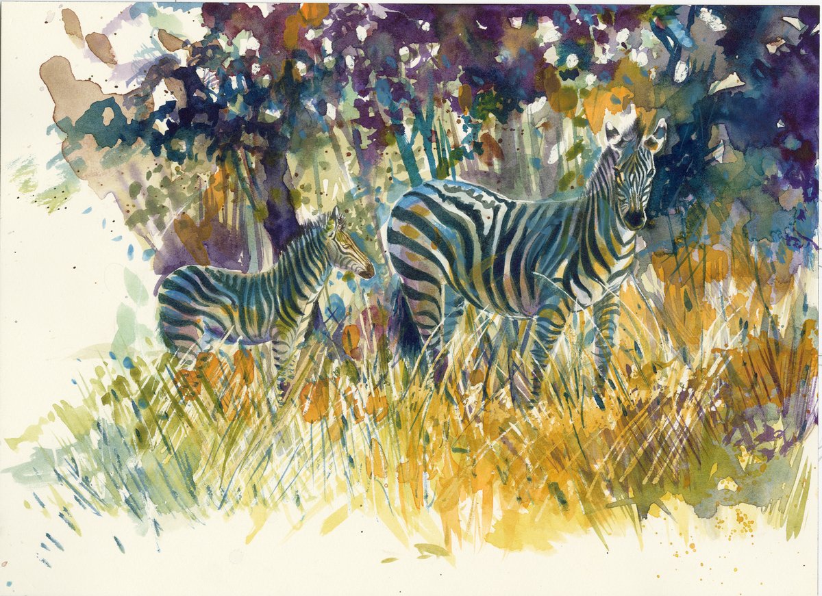 Mare and foal - framed original watercolour study | Shelly Perkins ...