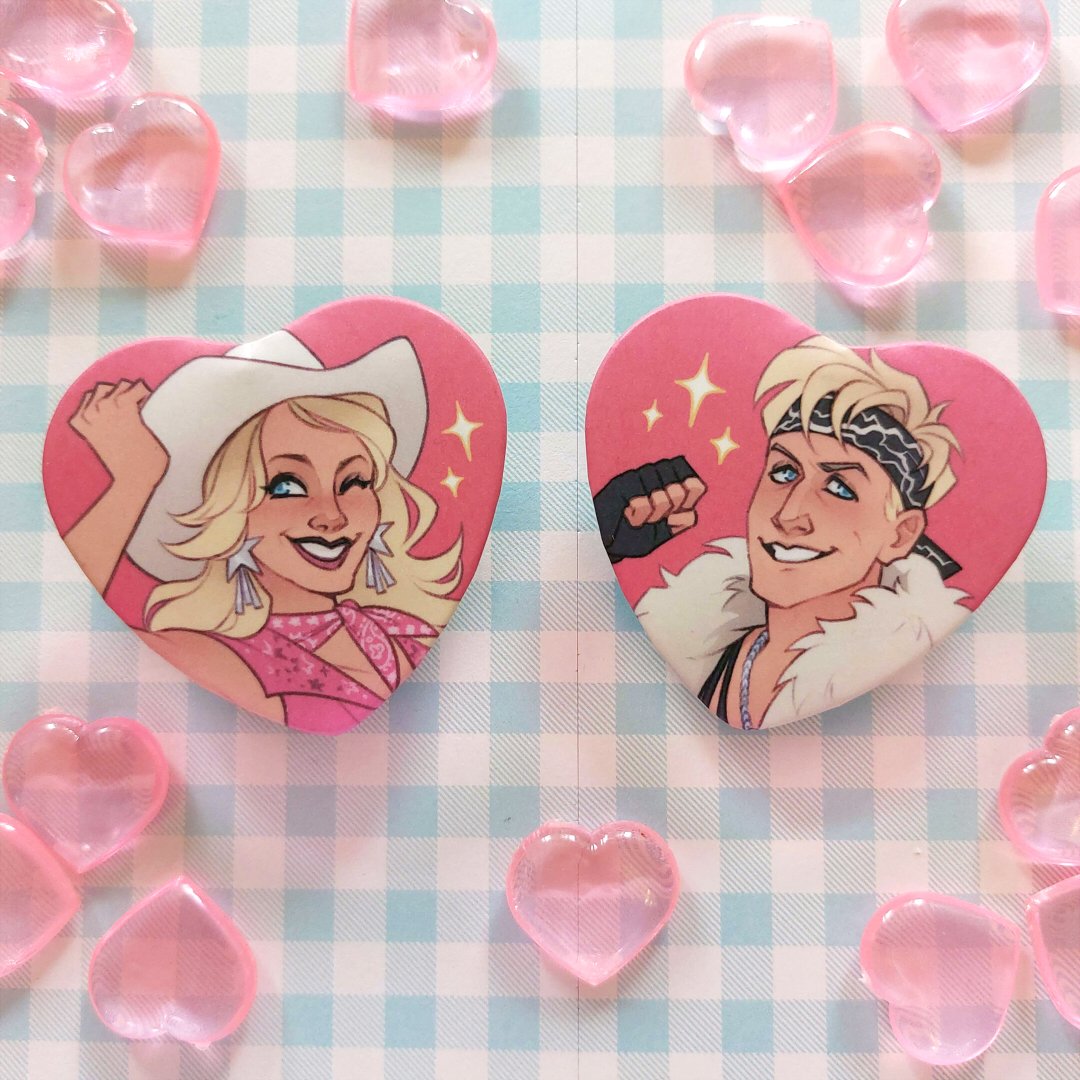 Barbie & Ken heart buttons | Tinymintywolf