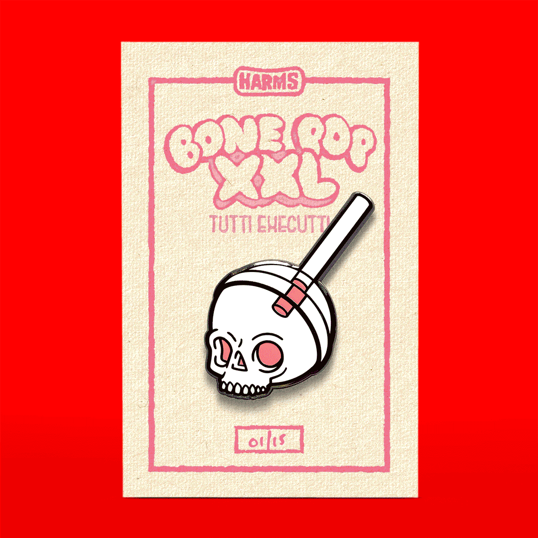 Bone Pop XXL Enamel Pin Badges / jimibiscuits