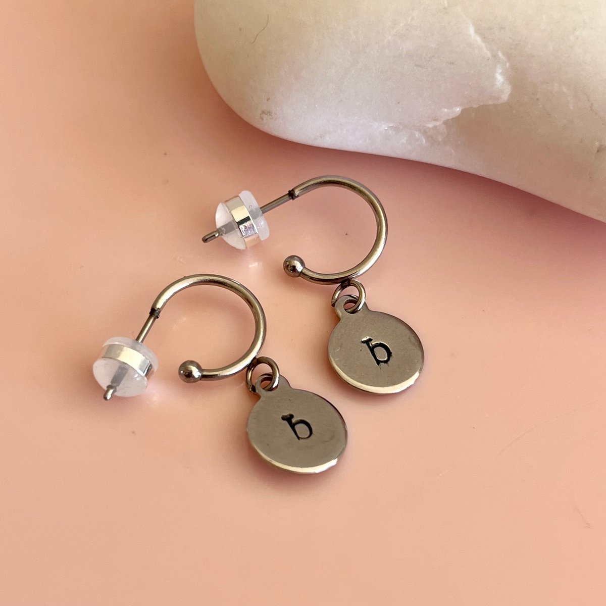 Personalised Silver Disc Half Hoops | Penny Foggo