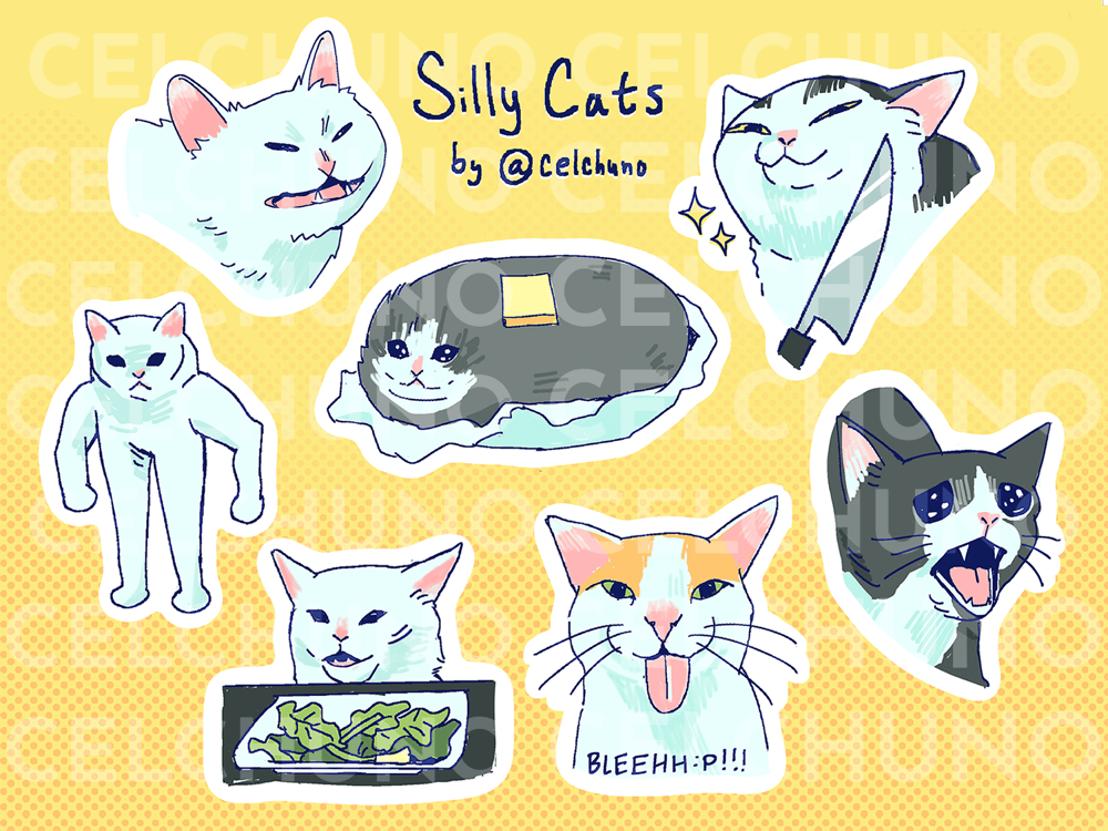 Silly Dogs and Cats Meme Sticker Sheets | celchuno