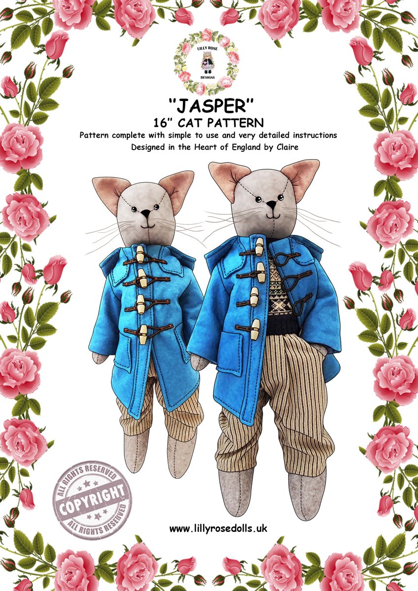 JASPER the Cat 16 inch sewing pattern, with full instructions UK Made ...