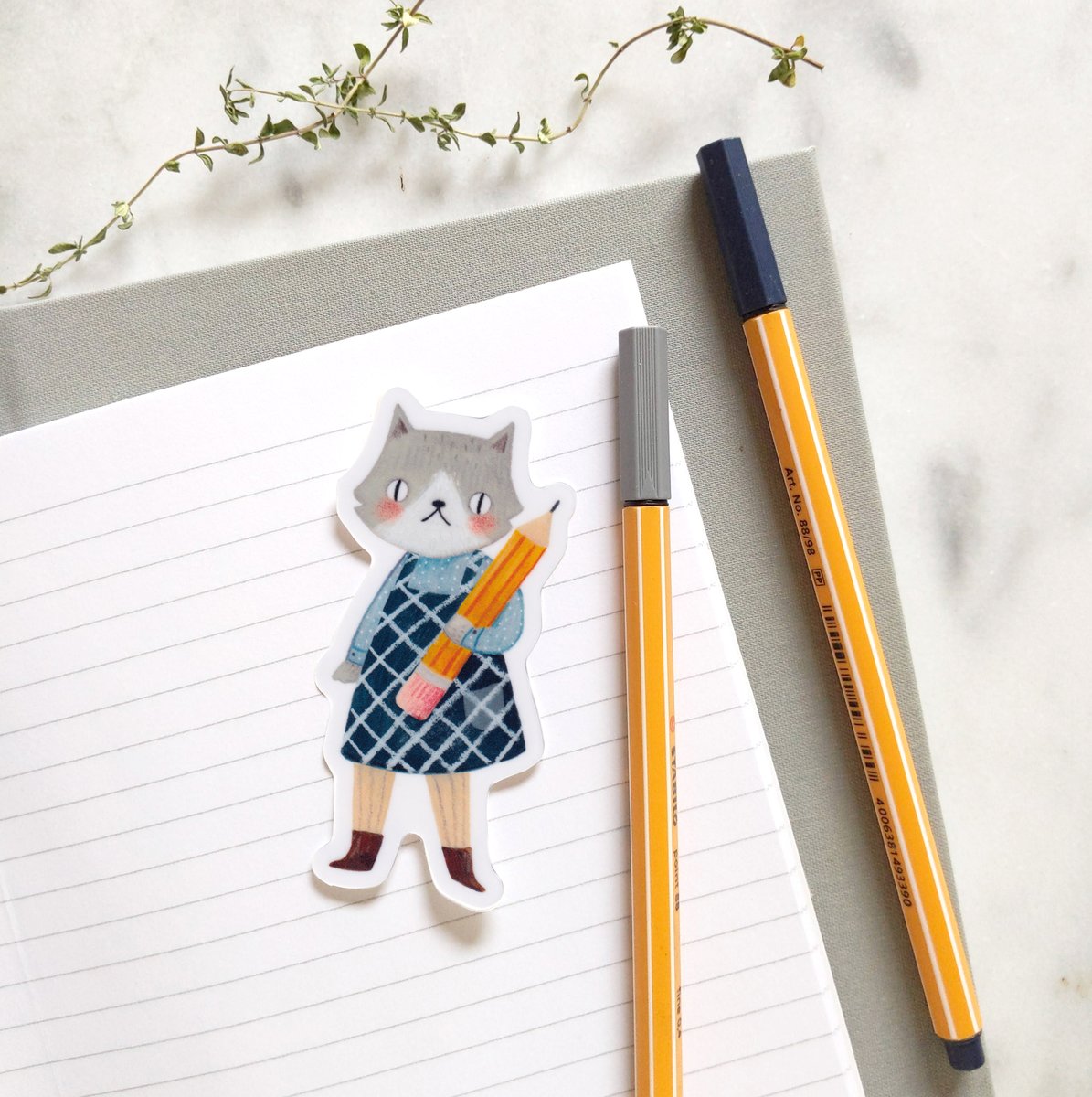 Drawing Cat Girl Sticker | Artwork by Julianna Swaney