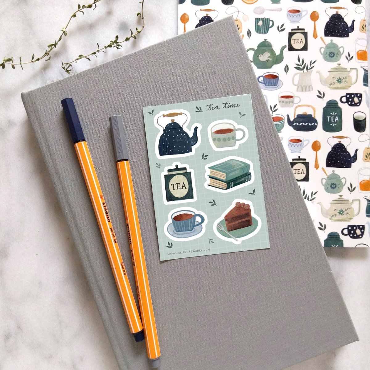 Artwork by Julianna Swaney — Tea Time Sticker Sheet
