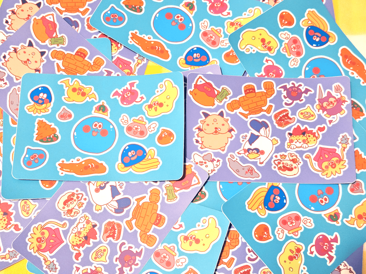 Dragon Quest Slimes and Monsters Vinyl Sticker Sheet | limpachi