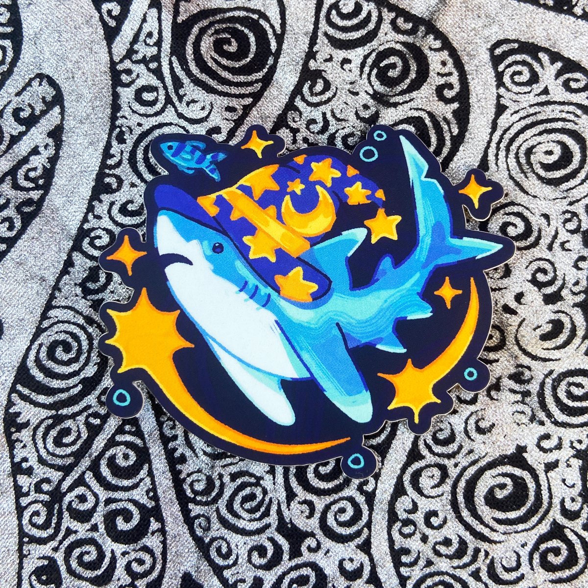 Blue Shark Wizard Sticker | catnoli