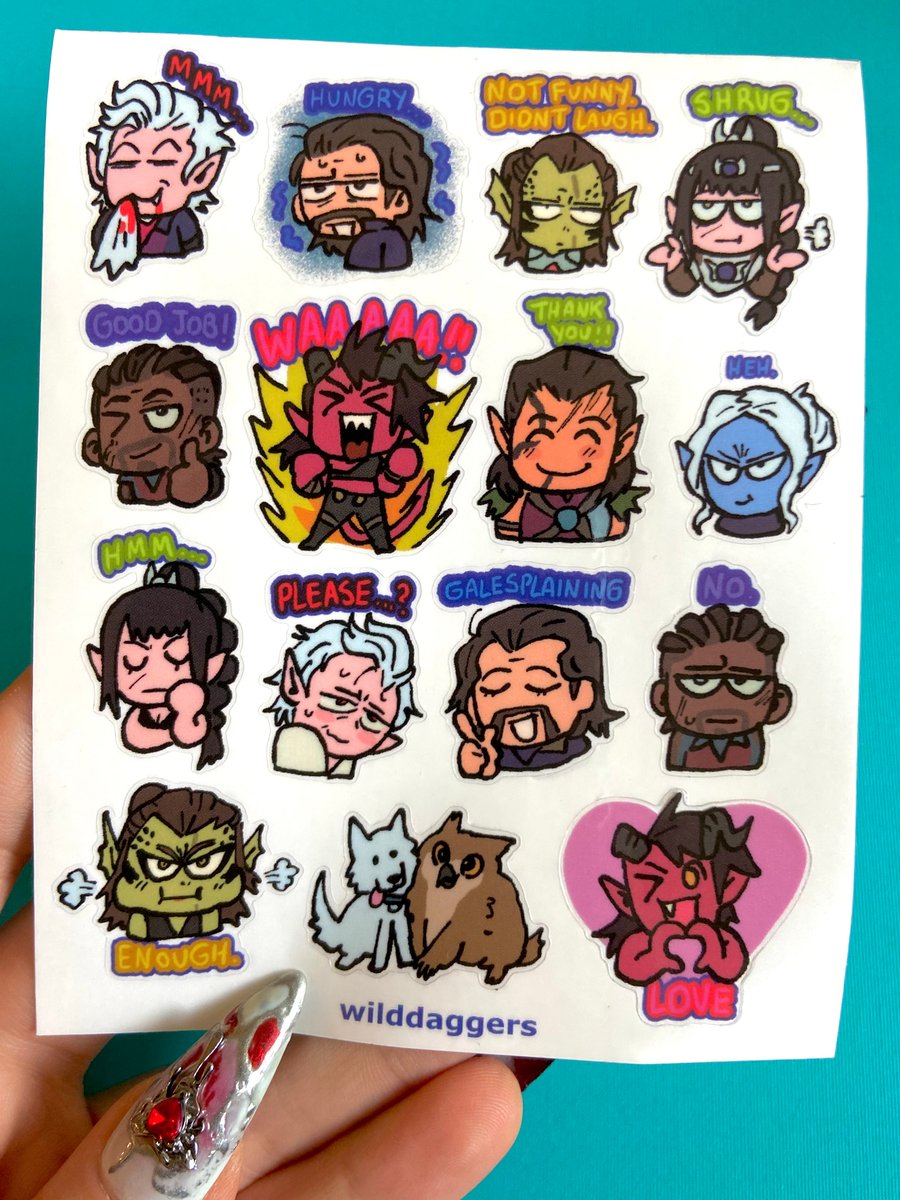 BG3 Emote Clear Sticker Sheet | wilddaggers