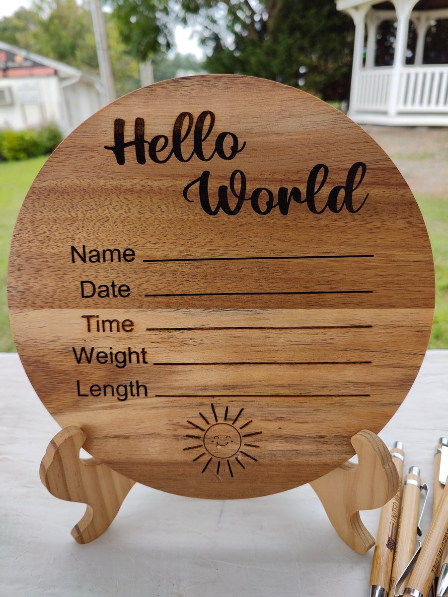 R&D Laser Design and Creations — Hello World Baby Announcement Sign