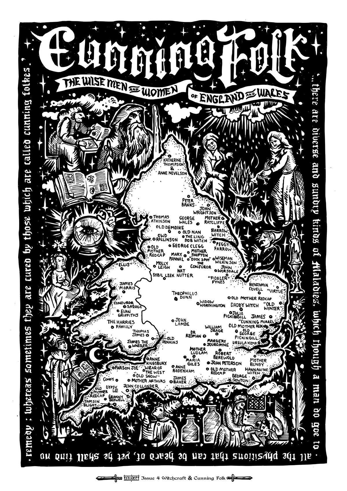 A3 ART PRINT FROM ISSUE 1 - FOLKLORE / FOLK HORROR MAP | Hwaet!Zine