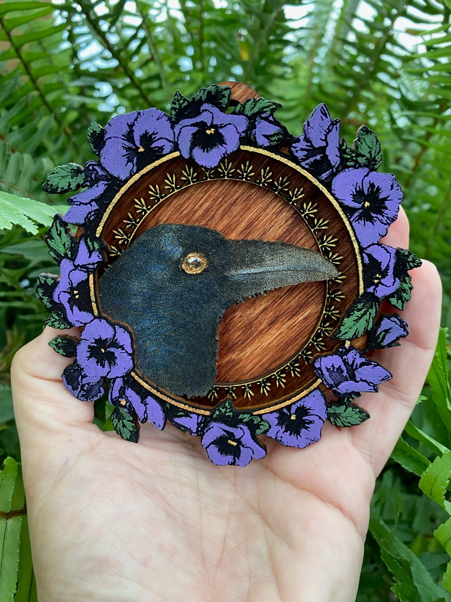 Layered Wood Ornament - Raven | Peony & Bee