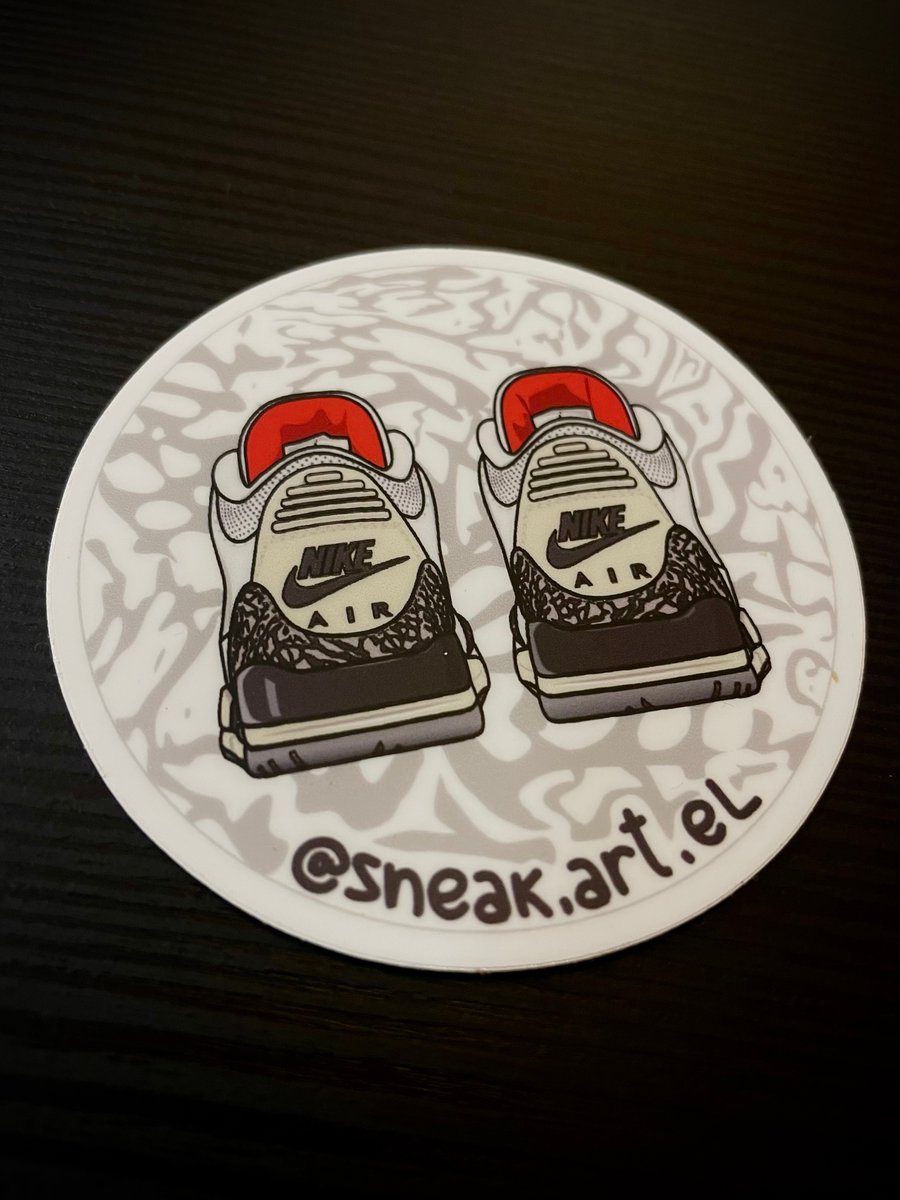 Sneaker Sticker Air Jordan 3 “White Cement” | sneak.art.el