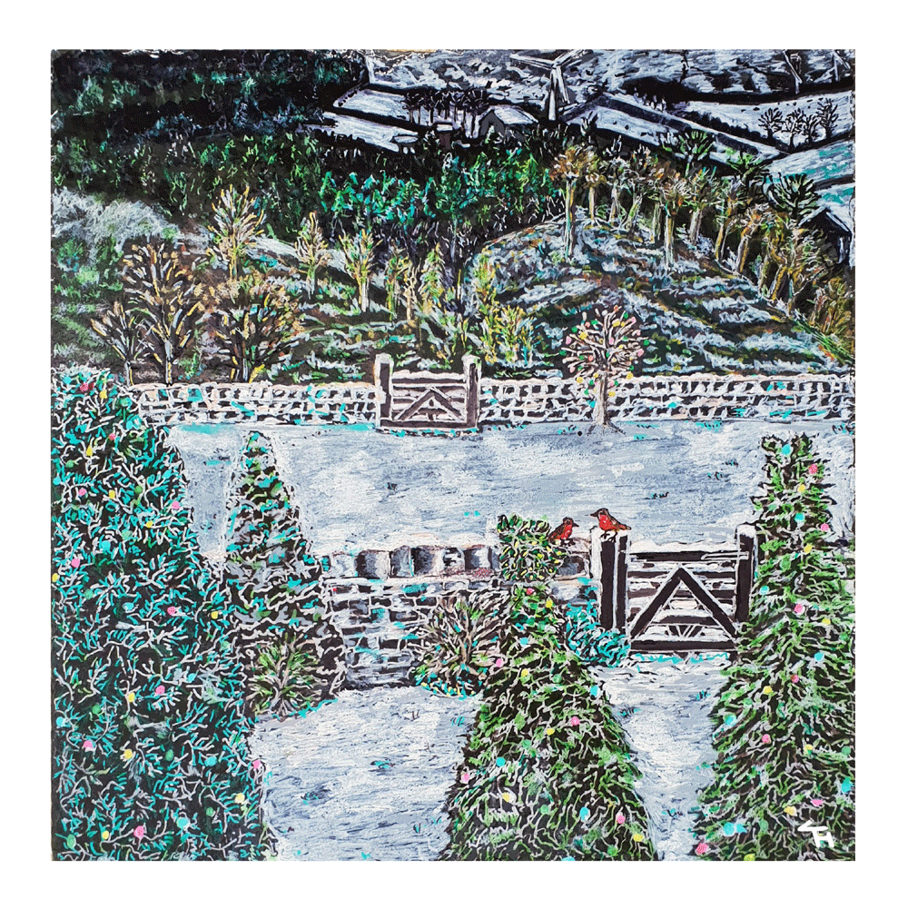 Hade Edge Snow Scene Greeting Card | Tile Art By Tracey