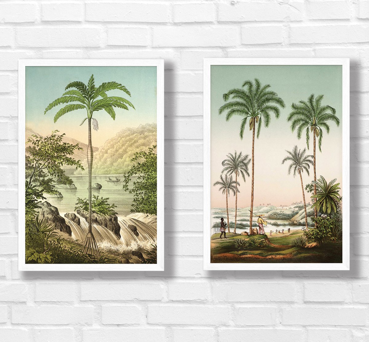 Set of 2 Prints with Palm trees | Retro Tropical Print | Palm tree ...