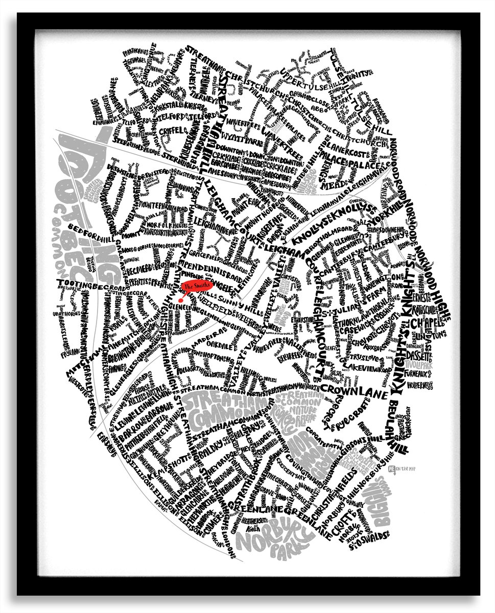 Streatham Typographic Street Map | Me On The Map