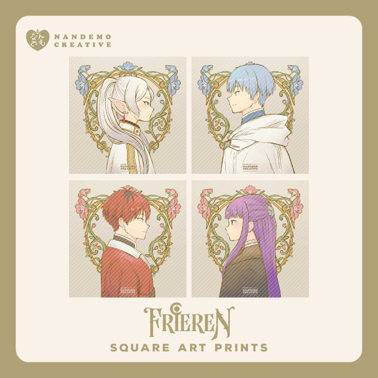 Frieren - Anime Square Art Print Frieren, Himmel, Stark, Fern, Ubel and ...