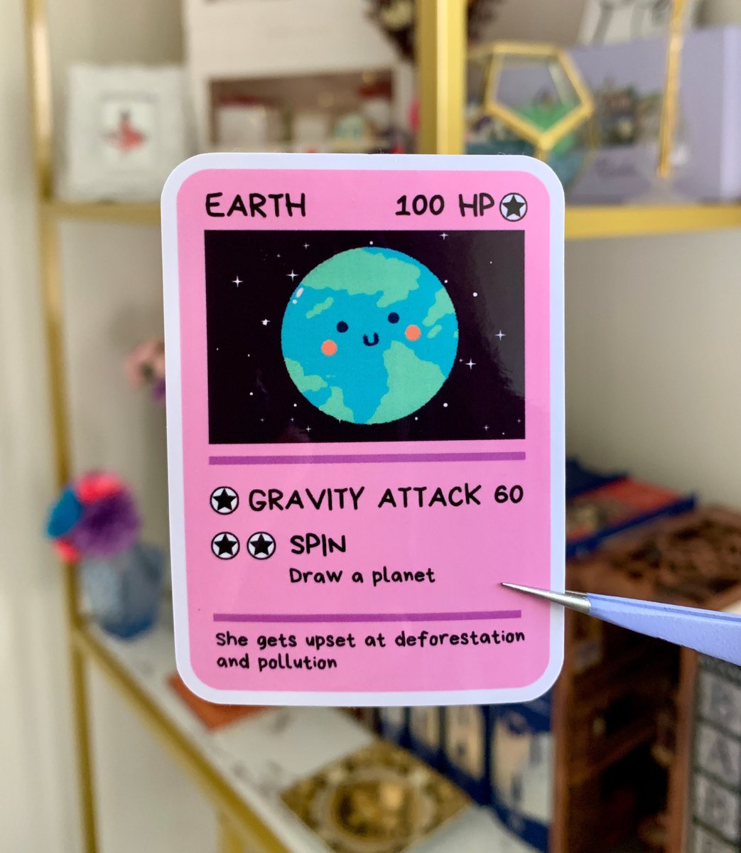 Earth Pokemon Card Vinyl Sticker | Kawaii Space | Farrin Creates