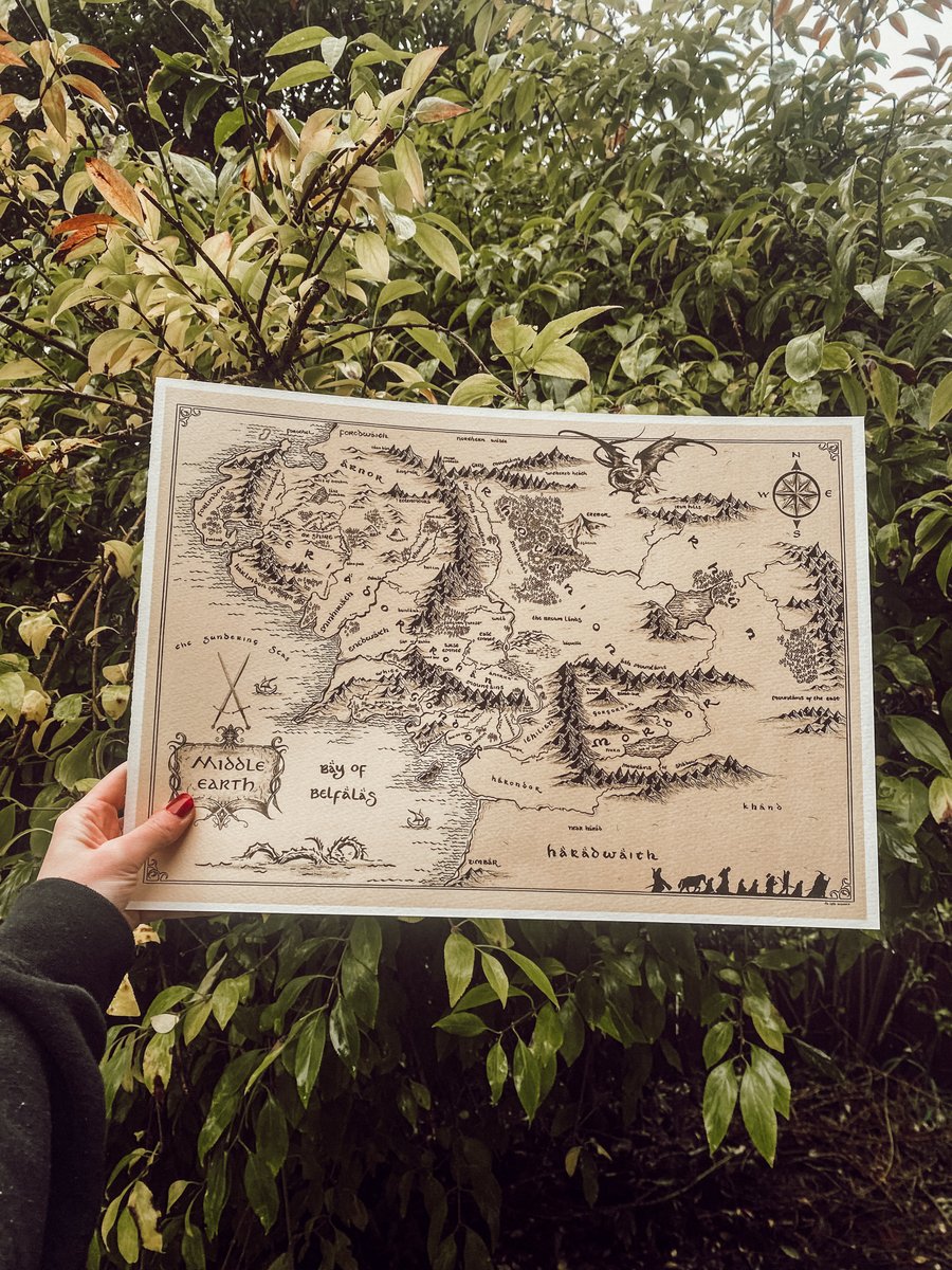 Map of middle earth Giclée hand drawn print | The Little Wilderness