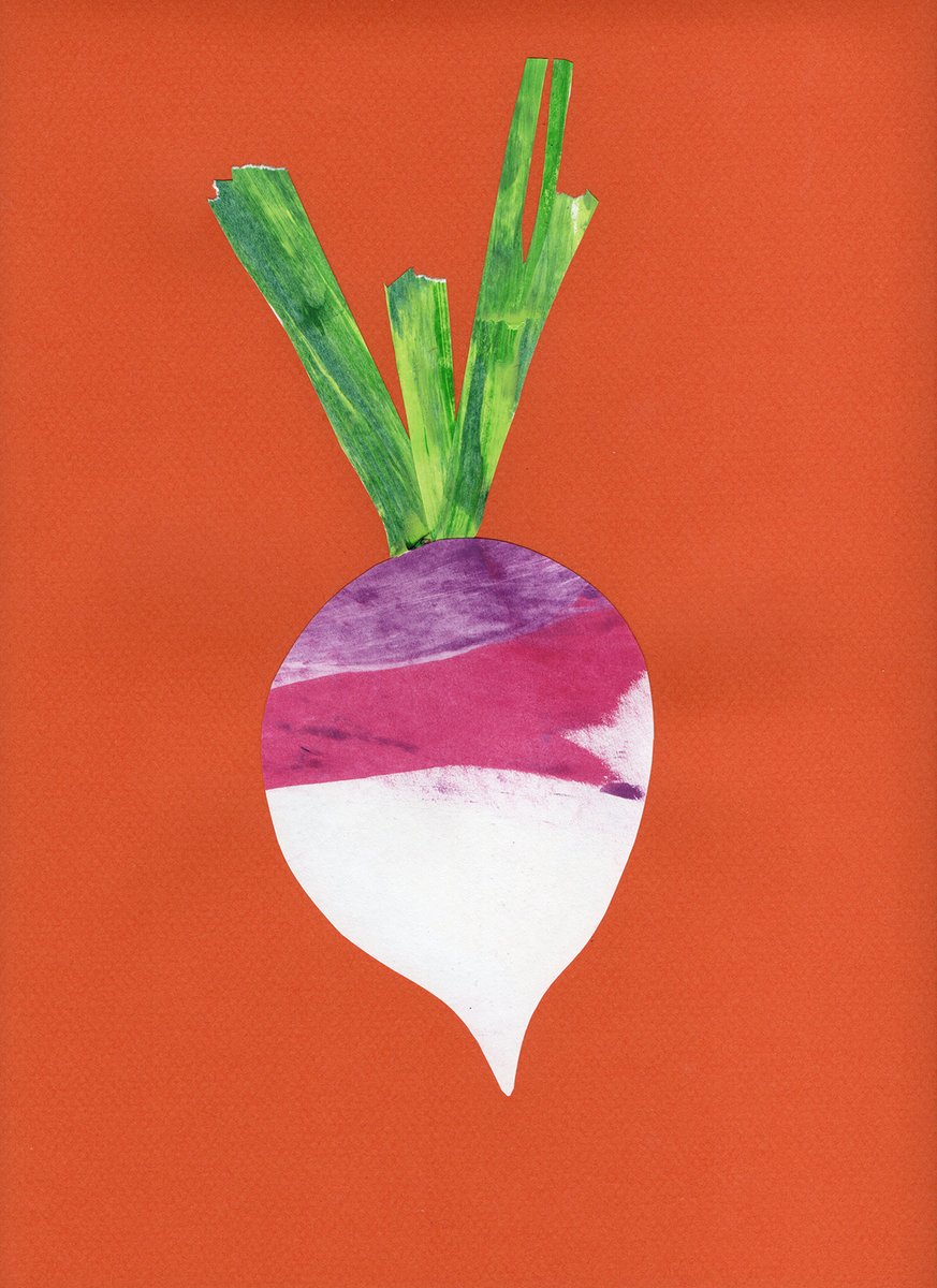 Turnip, Original Collage Art – Hand-Painted, One-of-a-Kind (220 x 305mm ...