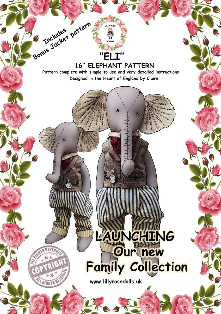 ELI the Elephant 16 inch sewing pattern, with full instructions UK Made ...
