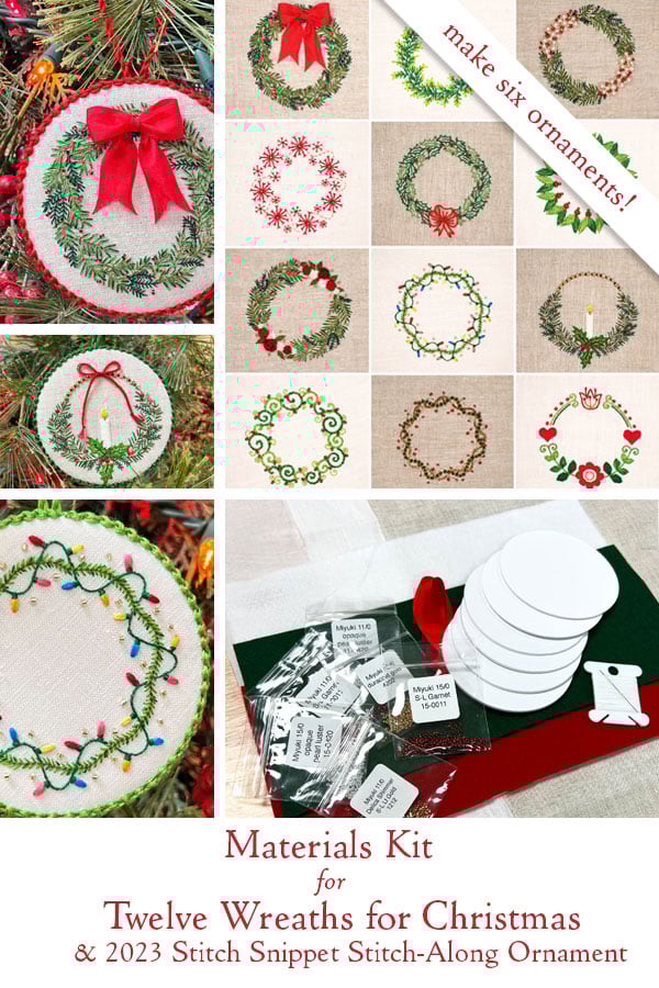 Mary Corbet's Needle 'n Thread — Materials Kit for Twelve Wreaths & Snippet