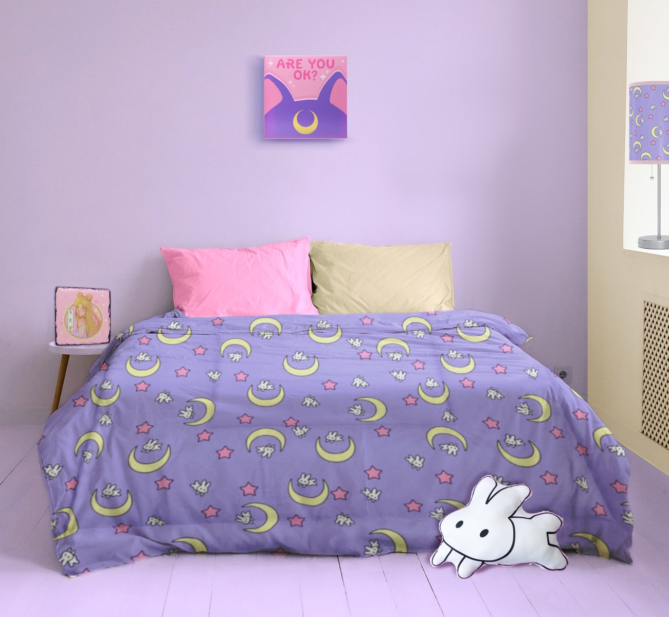 Usagi Crescent Moon Comforter - Luxury Usagi Bunny Bedding, Cozy ...
