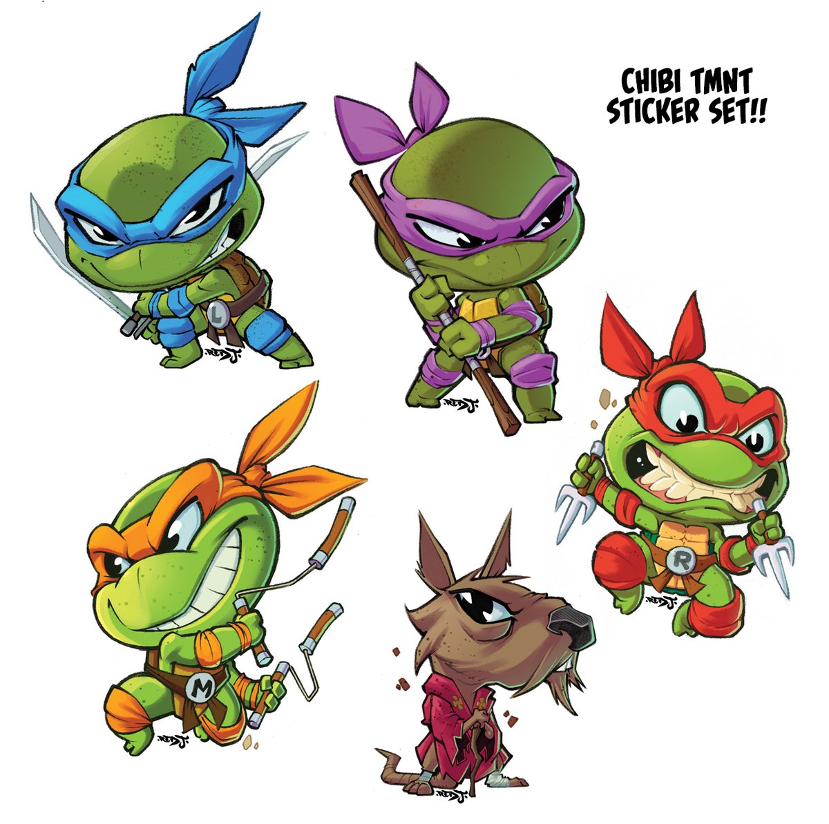 NEW TMNT CHIBI STICKER SET | The Red J Art Store