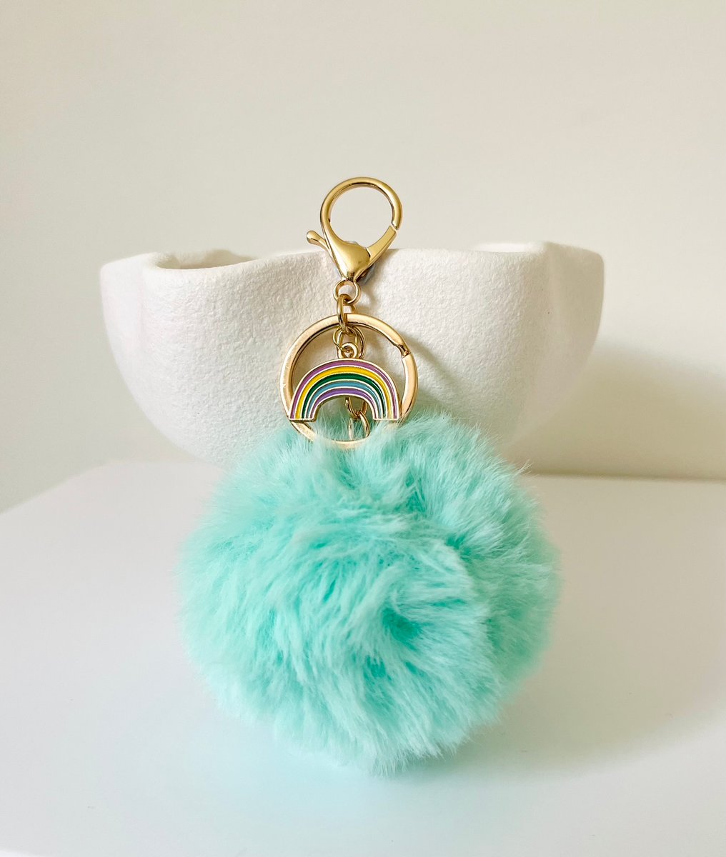 Aquamarine fluffy ball Keyring | Calm Kids
