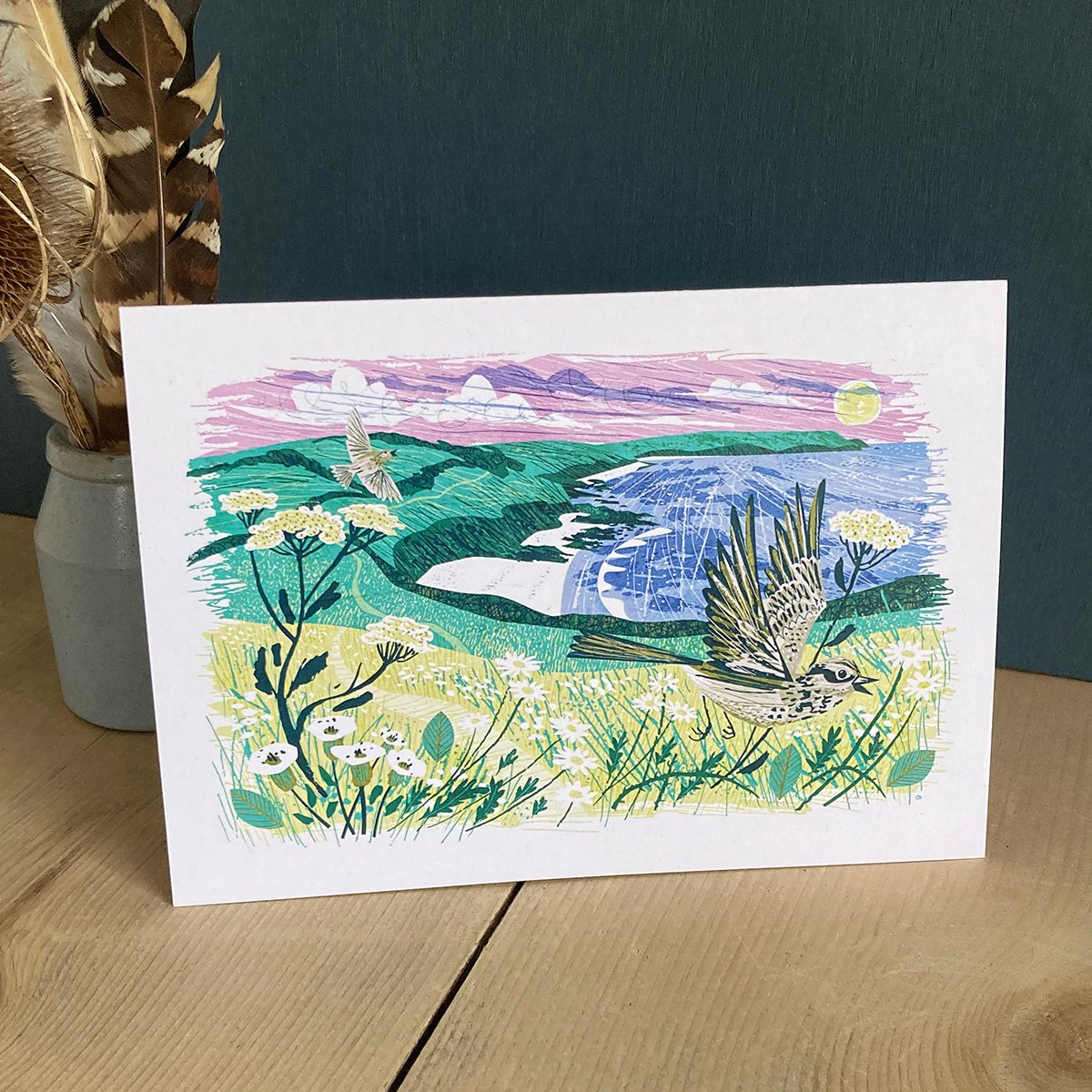 Gerrans Bay Skylarks Greeting Card | mattillustration