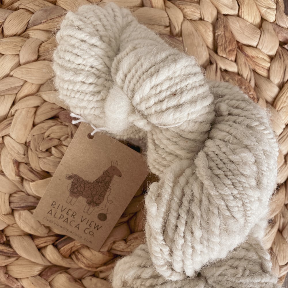 Cream Alpaca and Wool Blend Handspun Yarn | River View Alpaca Co.