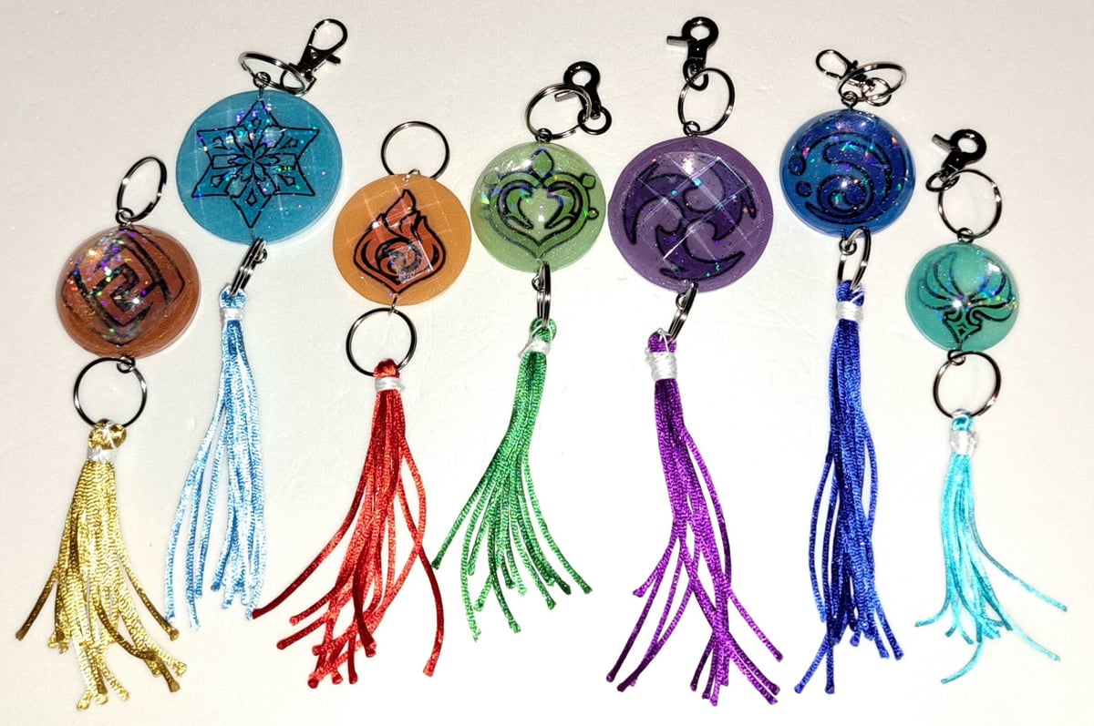 Glow-in-the-dark Genshin Element Keychain | DMP: Resin & Print Works