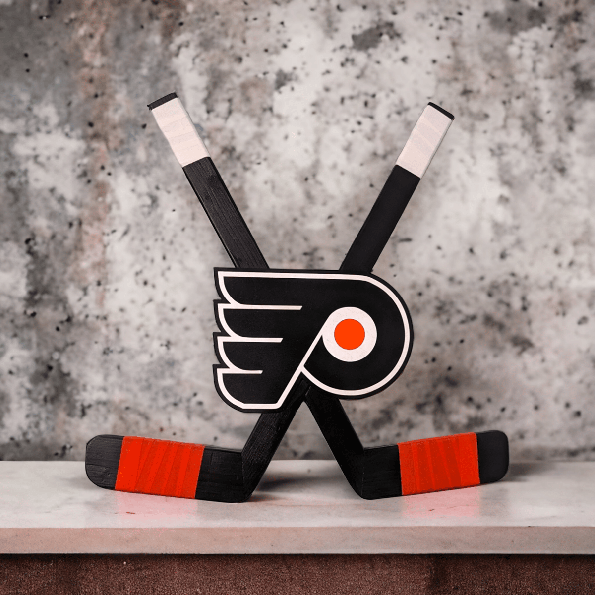 Flyers Themed Hockey Stick Wall Decor | R&D Laser Design and Creations